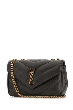 Saint Laurent Dark Grey Leather Small Loulou Shoulder Bag - Gray