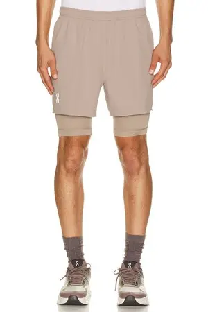 On Train 2-in-1 Shorts In Tan - Clay