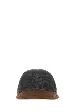 Miu Miu Grey Corduroy Baseball Cap - Gray
