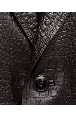 Mango Croc Embossed Leather Coat