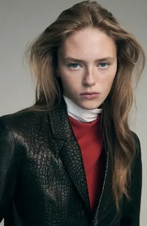 Mango Croc Embossed Leather Coat