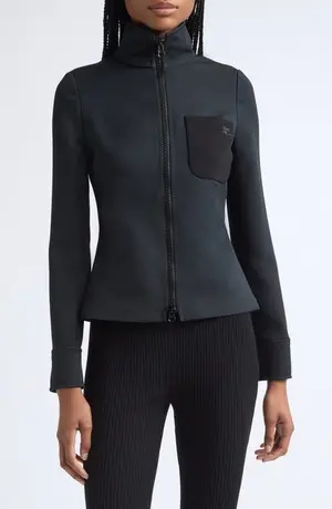 COURREGES Long Sleeve Twill Zip Top - Black