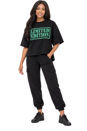 DAI MODA Limited Edition Split Hem Sweatshirt - Black