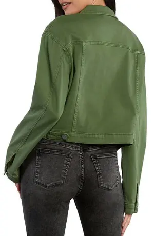 HINT OF BLU Crop Denim Jacket - Basil