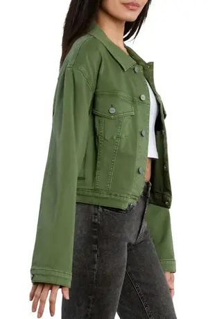 HINT OF BLU Crop Denim Jacket - Basil
