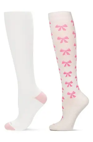 MEMOI 2-pack Assorted Knee-high Compression Socks - Ivory