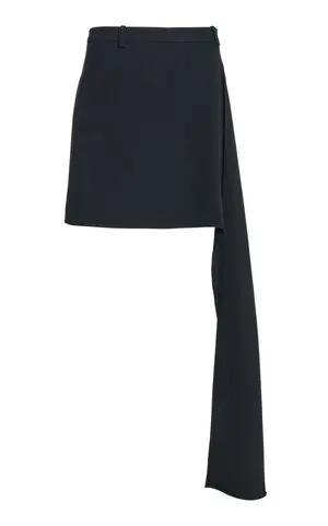 Michael Kors Asymmetric Streamer Crepe Mini Skirt - Black