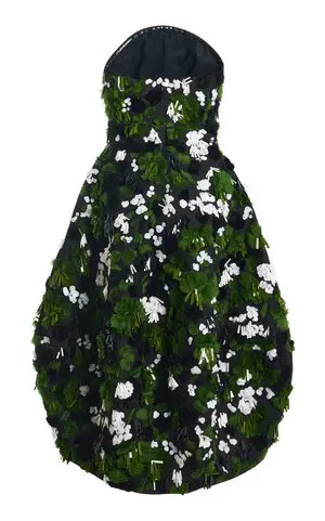 Michael Kors Floral Embroidered Wool-silk Midi Dress