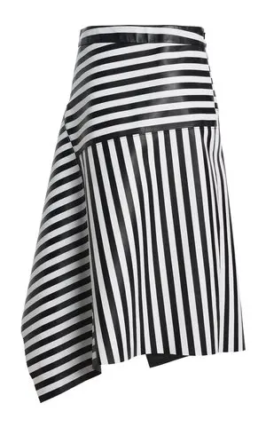 Michael Kors Asymmetric Leather Midi Skirt