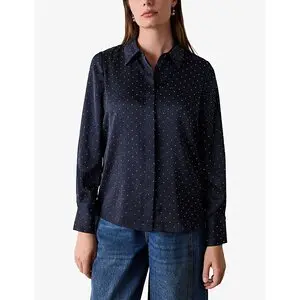 Whistles Embellished-rhinestones Hammered Satin Shirt