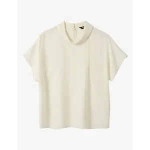 Whistles Funnel-neck Seam-detail Woven Blouse - Ivory