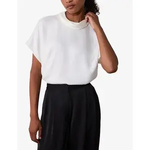 Whistles Funnel-neck Seam-detail Woven Blouse