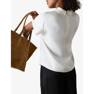 Whistles Funnel-neck Seam-detail Woven Blouse