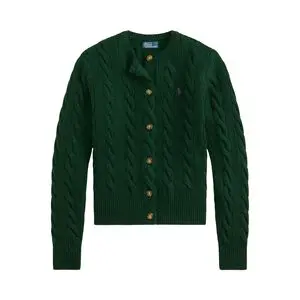 Polo Ralph Lauren Long Sleeve-crew Neck-cardigan-sweater 'college - Green