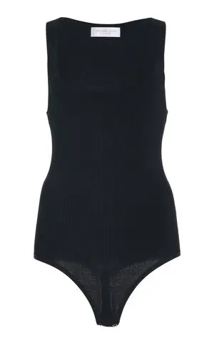 Michael Kors Ribbed Tank Jersey Bodysuit - Black