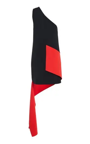 Michael Kors Colorblocked Asymmetric Stretch-wool Mini Dress - Black