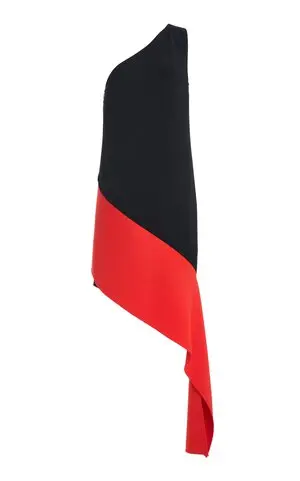 Michael Kors Colorblocked Asymmetric Stretch-wool Mini Dress