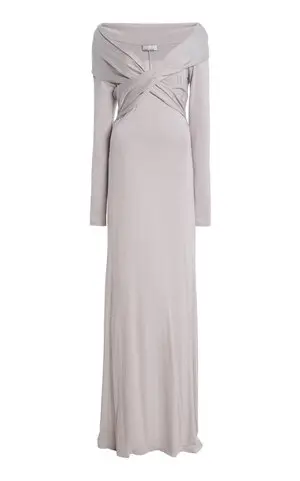 MEL USINE Orleans Draped-bust Portrait-neck Maxi Dress