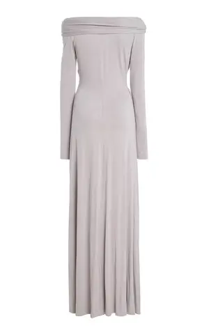 MEL USINE Orleans Draped-bust Portrait-neck Maxi Dress