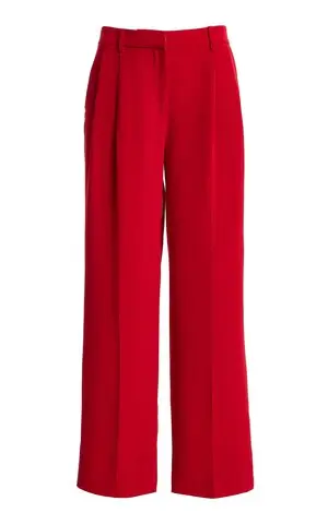 Prabal Gurung Four-ply Silk Crepe Tailored Straight Leg Pants - Red