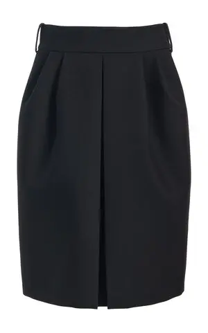 Michael Kors Pleated Wool-blend Knee-length Skirt - Black