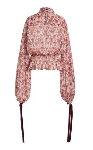 MEL USINE Philippa Cotton-blend Printed Voile Top