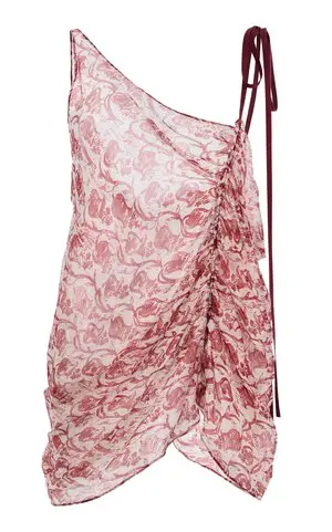 MEL USINE Vivianne Silk-blend Draped Asymmetrical Top - Print