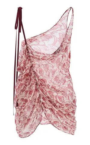 MEL USINE Vivianne Silk-blend Draped Asymmetrical Top