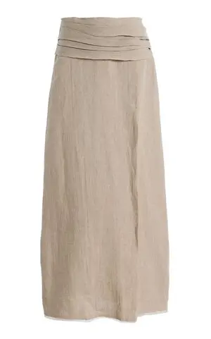 MEL USINE Enide Linen Draped Yoke Field Skirt
