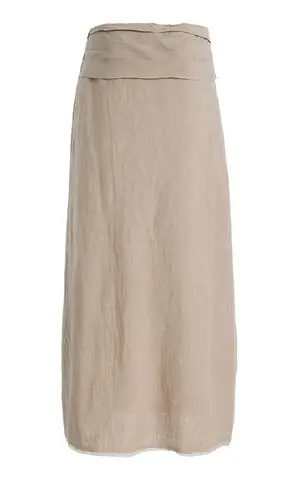 MEL USINE Enide Linen Draped Yoke Field Skirt