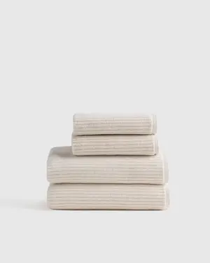 Quince Ribbed Organic Turkish Cotton Bath Bundle - Bone