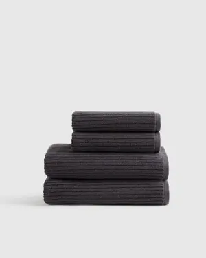 Quince Ribbed Organic Turkish Cotton Bath Bundle - Graphite