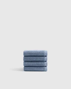 Quince Ribbed Organic Turkish Cotton Washcloth - Bluestone