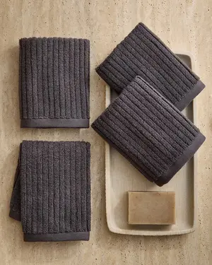 Quince Ribbed Organic Turkish Cotton Washcloth - Graphite