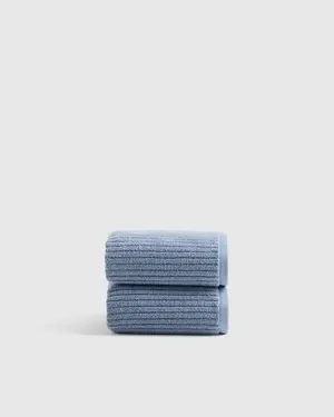 Quince Ribbed Organic Turkish Cotton Hand Towel Bluestone