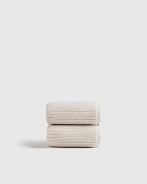 Quince Ribbed Organic Turkish Cotton Hand Towel - Bone