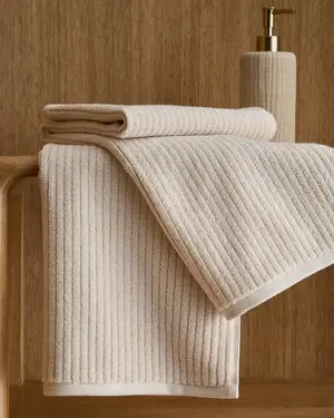 Quince Ribbed Organic Turkish Cotton Hand Towel - Bone