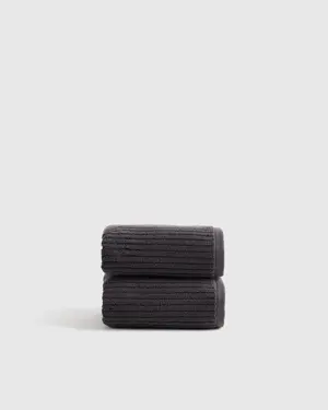 Quince Ribbed Organic Turkish Cotton Hand Towel Graphite