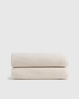 Quince Ribbed Organic Turkish Cotton Bath Sheet Bone