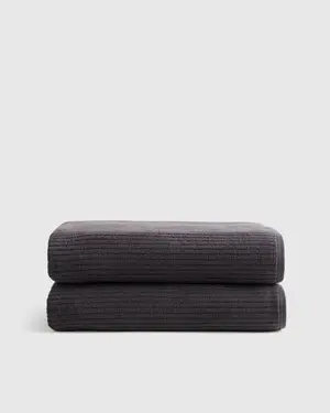 Quince Ribbed Organic Turkish Cotton Bath Sheet Graphite