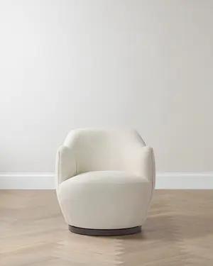 Quince High-back Swivel Chair With Wood Base