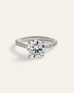 Quince Lab Grown Diamond Round Pave Trellis Cathedral Engagement Ring 2.5ct - Platinum