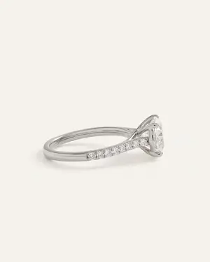 Quince Lab Grown Diamond Round Pave Trellis Cathedral Engagement Ring 2.5ct - Platinum