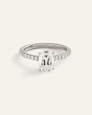 Quince Lab Grown Diamond Antique Cushion Pave Trellis Cathedral Engagement Ring 1.5ct - Platinum