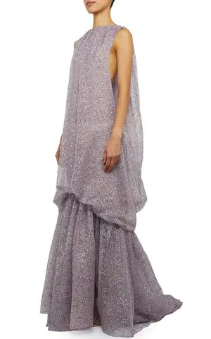 Prabal Gurung Open-weave Floral Silk Gazaar Cocoon Tie Gown