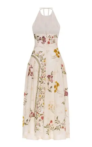 Agua Bendita Balsa Drop Waist Linen Midi Dress