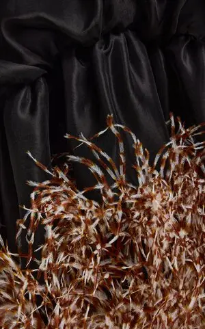 Prabal Gurung Feathered Silk Organza Open-back Cocoon Halter Dress