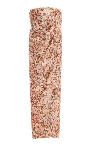 Prabal Gurung 3d-sequin Hand-draped Knotted-bustier Dress - Orange