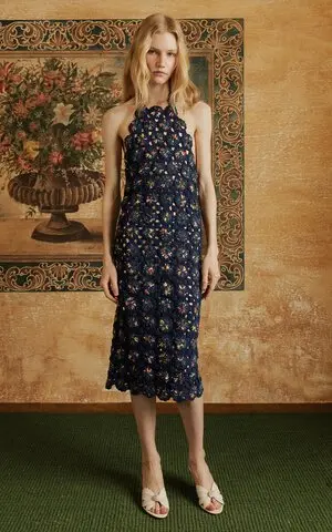 Agua Bendita Tallo Halter-top Cotton Midi Dress