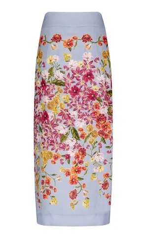Agua Bendita Tierra Fold-over Wrap Linen Midi Skirt